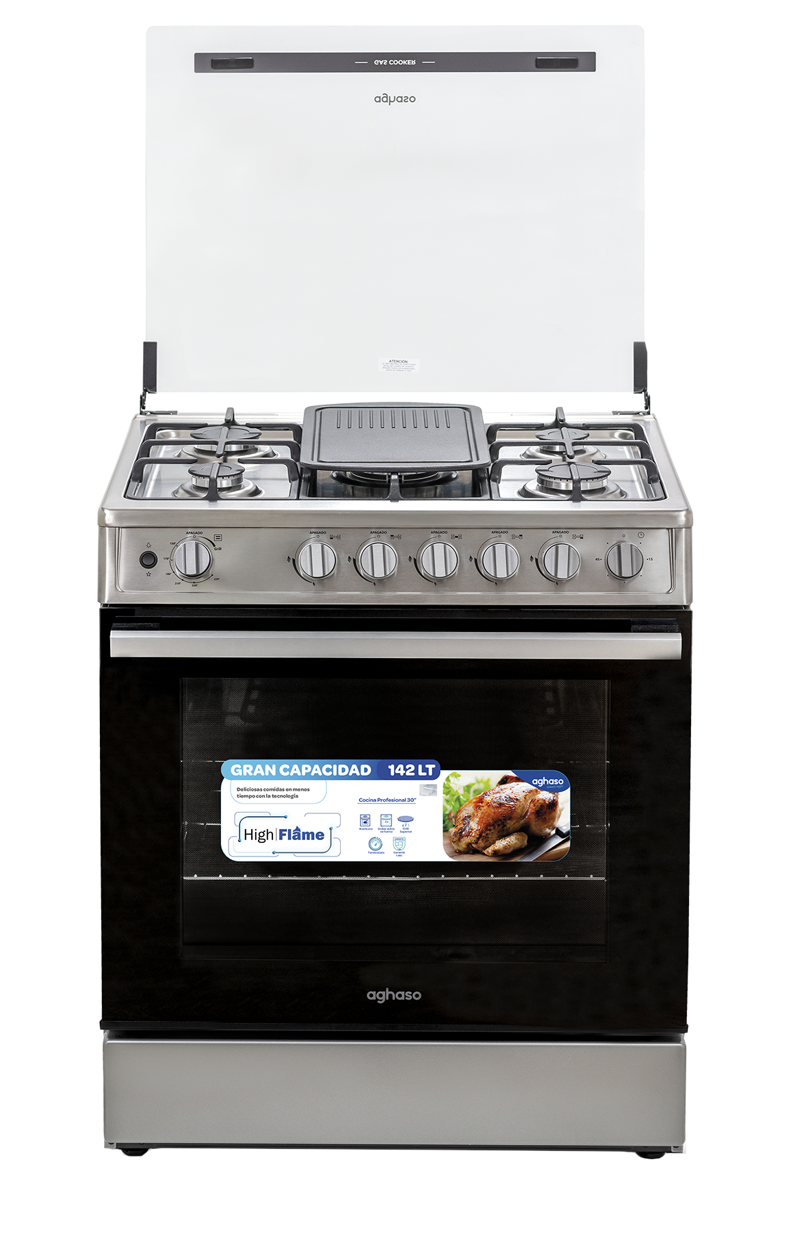 COMBO: COCINA PROFESIONAL HIGH FLAME + CAMPANA AGHASO CHIMENEA 90 CM ...